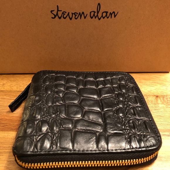 Steven Alan | Bags | Steven Alan Black Lizard Leather Zip Wallet | Poshmark
